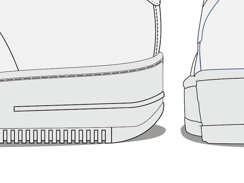 Editable Sneaker Technical Design Illustration - Side Top Back Views - Etsy