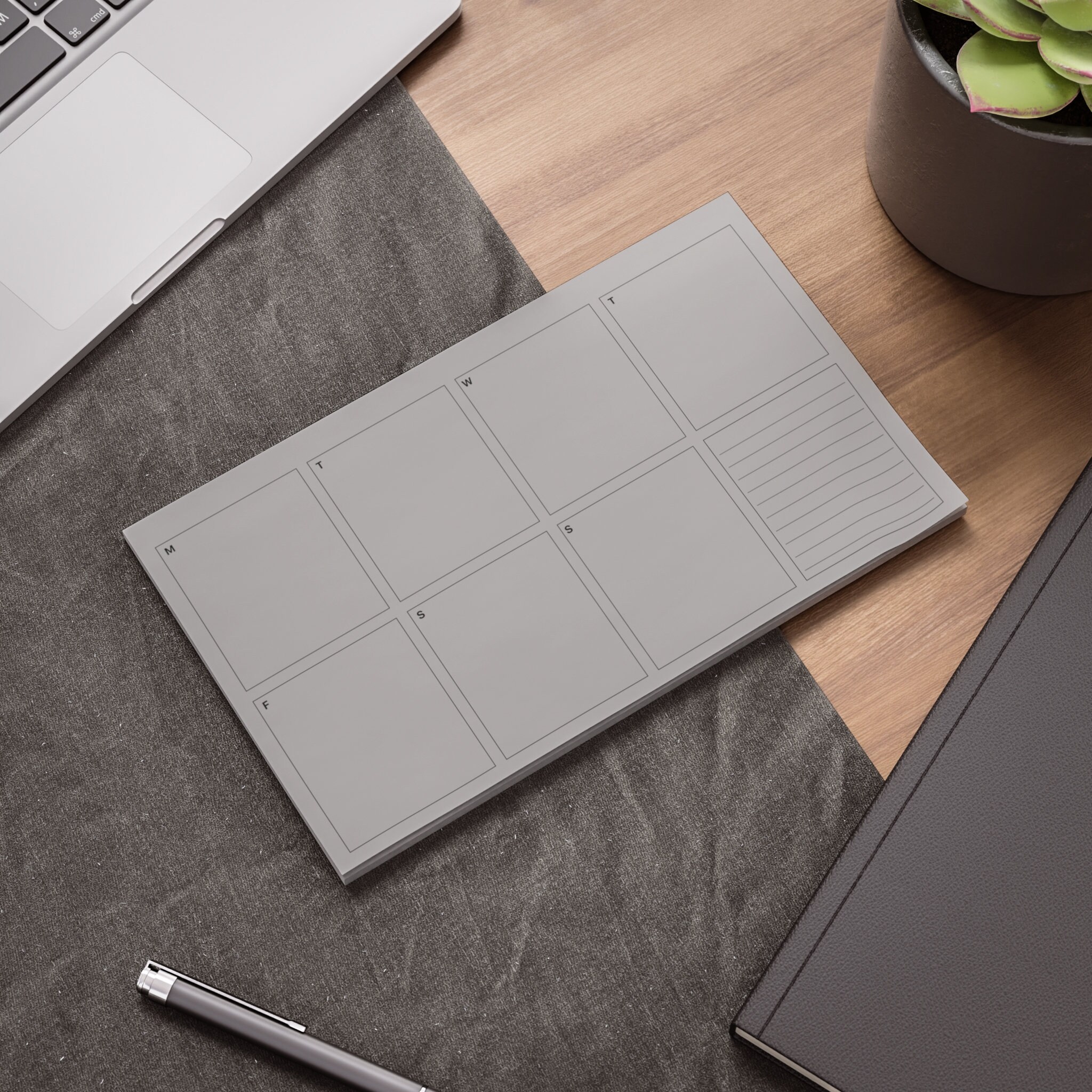 Tactical Gray Weekly Sticky Planner Notepad - 10x6 Inch Grid Post-it ...