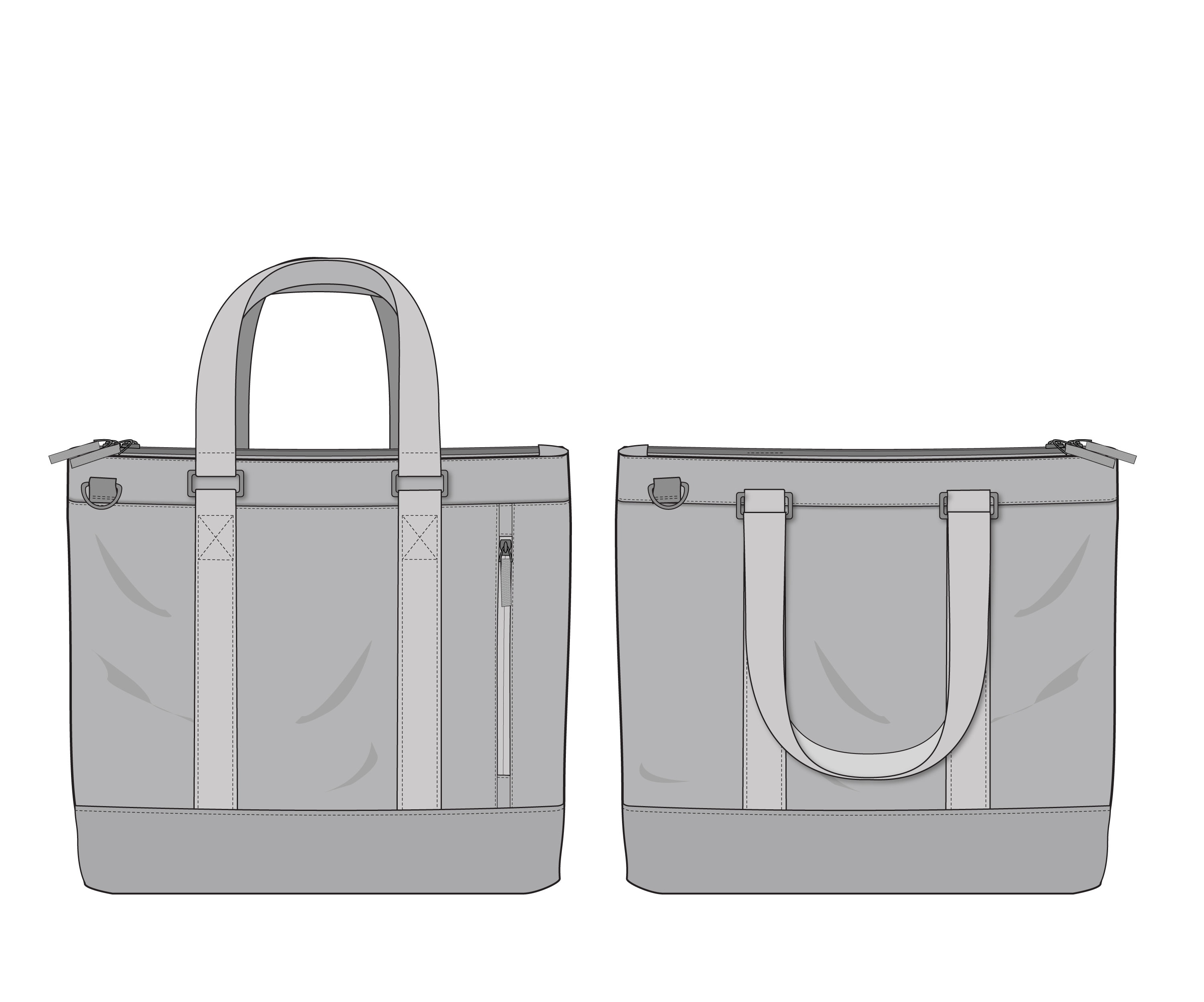 Tote Bag CAD Vector Illustration Pack - With Editable Strokes and Fills ...