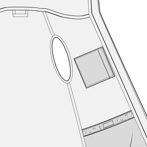 Long Puffer Hooded Jacket Vector CAD Template With Front, Back and Open ...