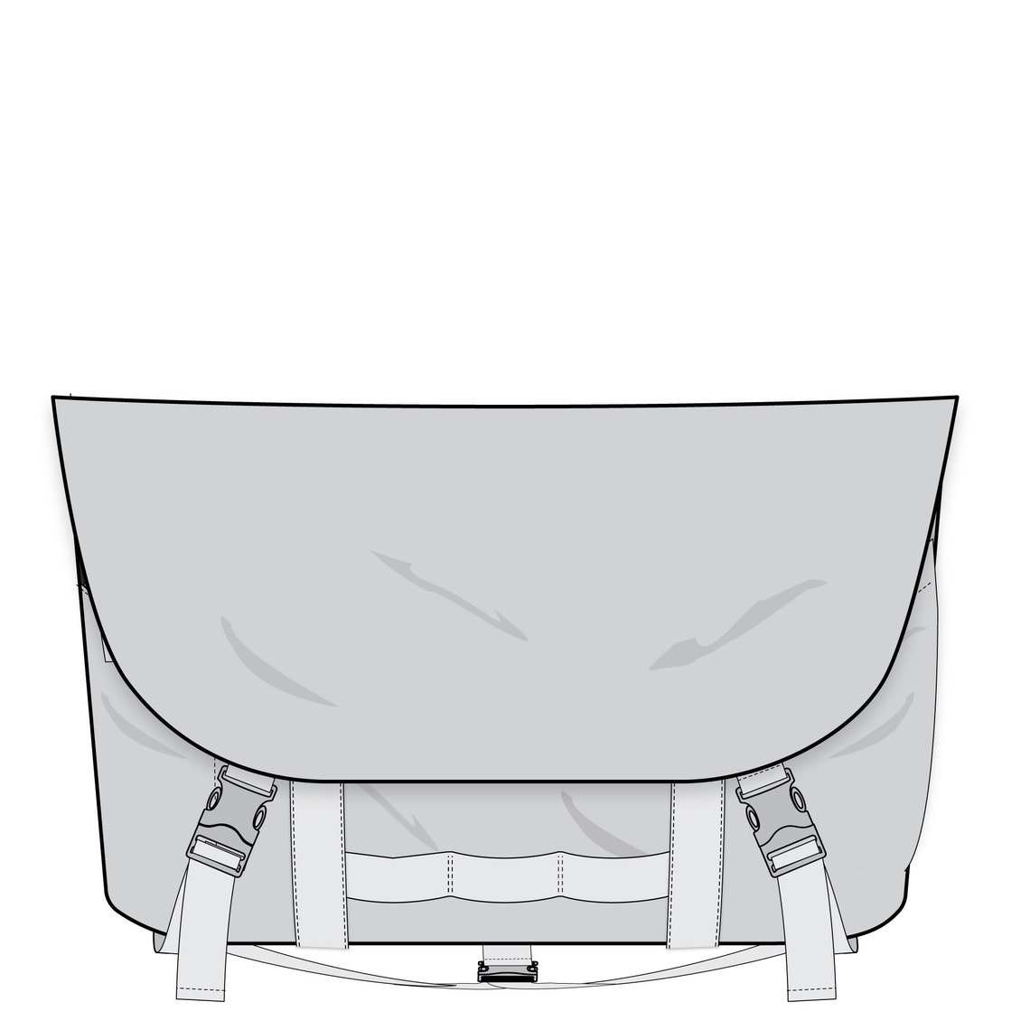 Editable Messenger Bag Vector Technical Illustration - Front, Back ...