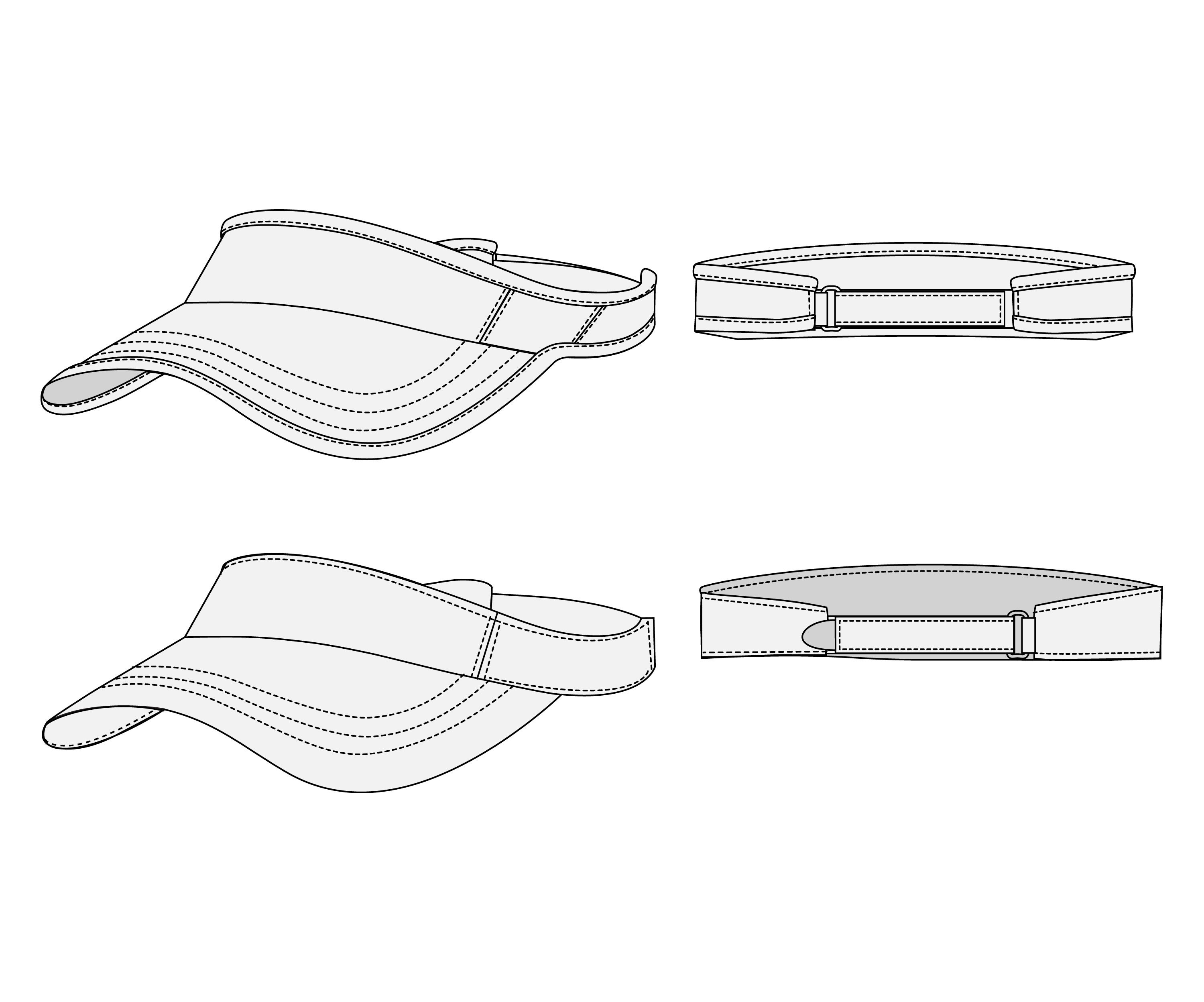 Headwear Technical Vector Illustration Set - With Editable Strokes and ...