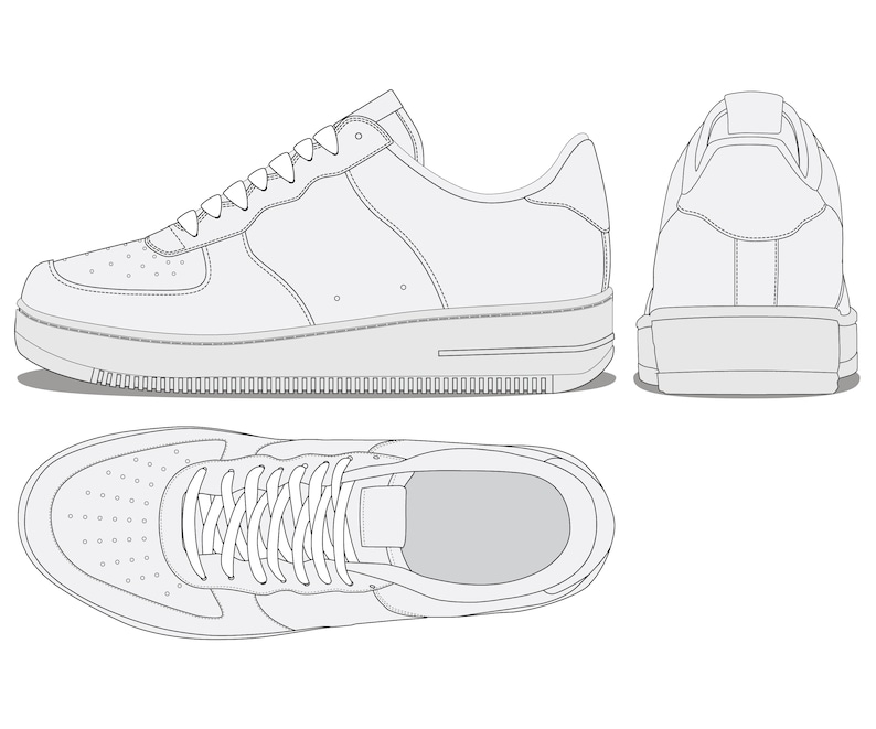 Editable Sneaker Technical Design Illustration - Side Top Back Views - Etsy