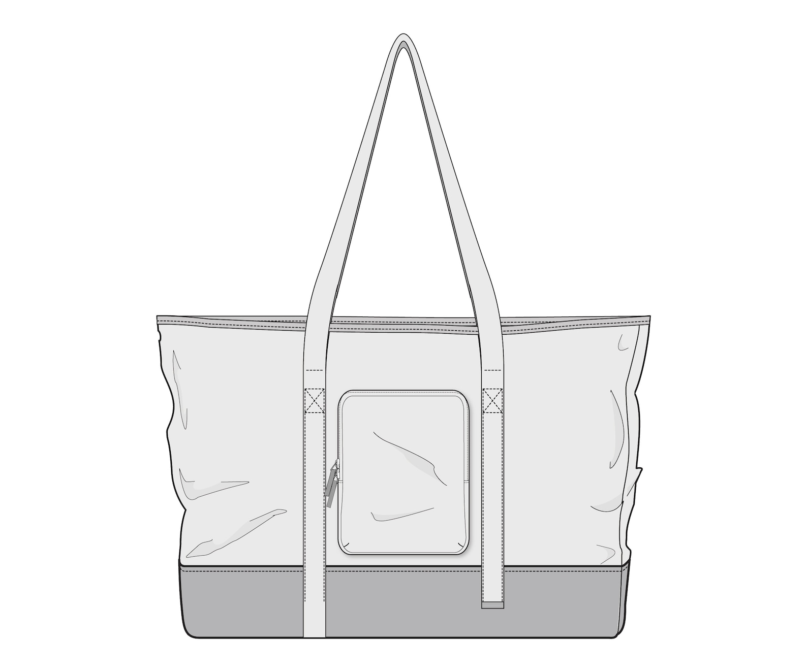Tote Bag CAD Vector Illustration Pack - With Editable Strokes and Fills ...