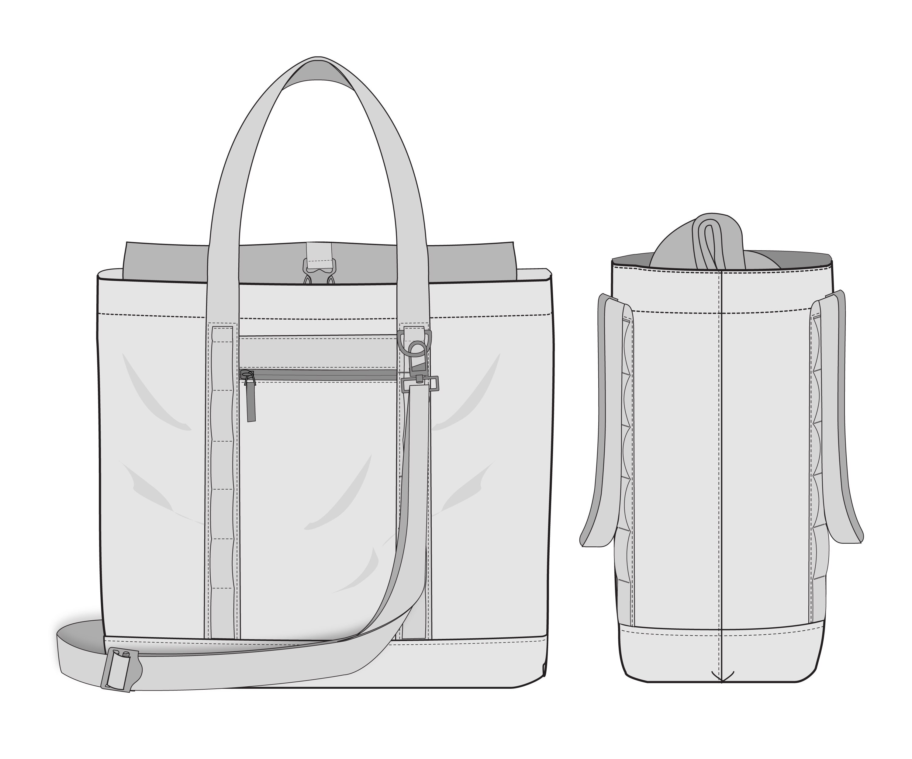 Tote Bag CAD Vector Illustration Pack - With Editable Strokes and Fills ...