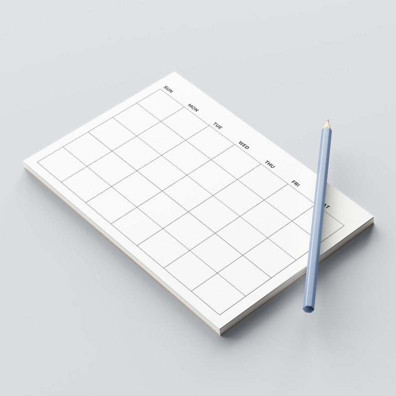Minimal White Calendar Post-it Notepad - 8in. X 6in. - Monthly Planner ...