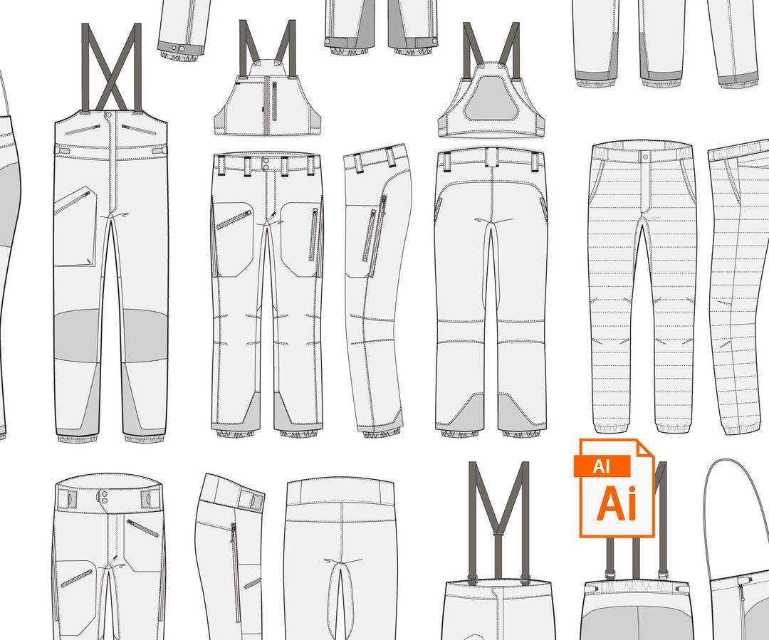 Snow Pants Vector Illustrations Set – Customizable Bottoms From ...
