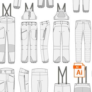 Snow Pants Vector Illustrations Set – Customizable Bottoms From ...