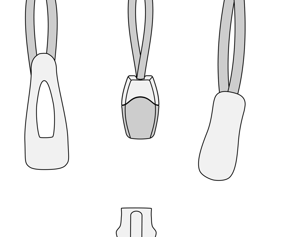 Outerwear Zipper Pull Vector Set - Fashion Illustration Trims ...