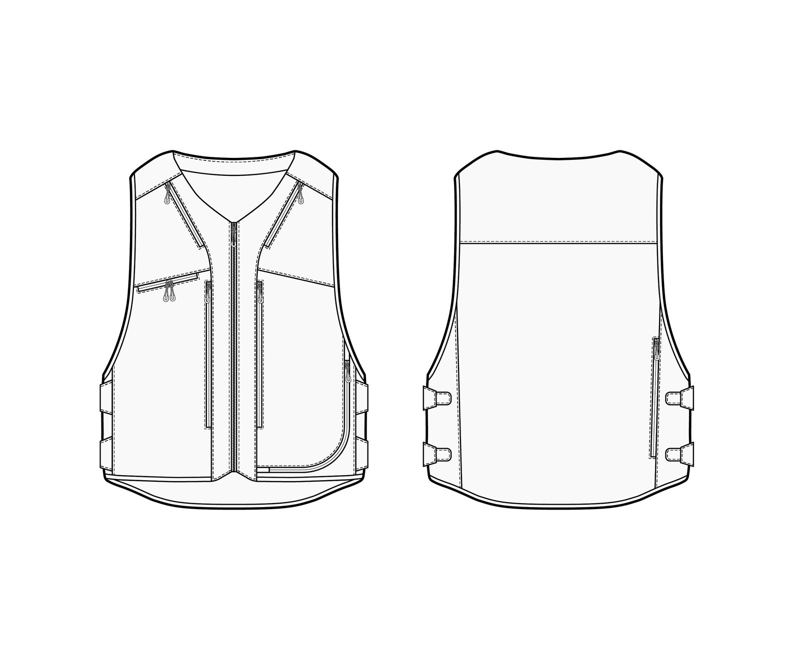 Outerwear Design Editable Flat Sketch Set - Winter Jacket Fashion ...