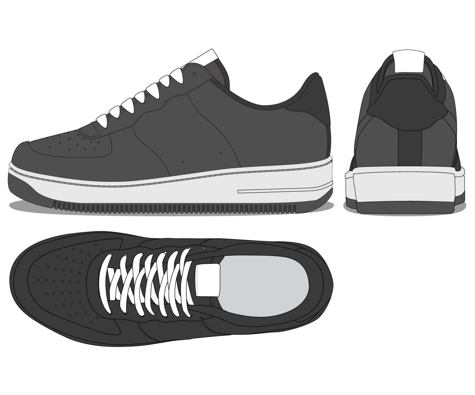 Editable Sneaker Technical Design Illustration - Side Top Back Views - Etsy