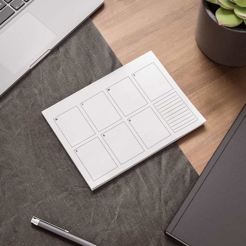 Minimal White Weekly Planner Post-it Notepad - 8in. X 6in. - Etsy