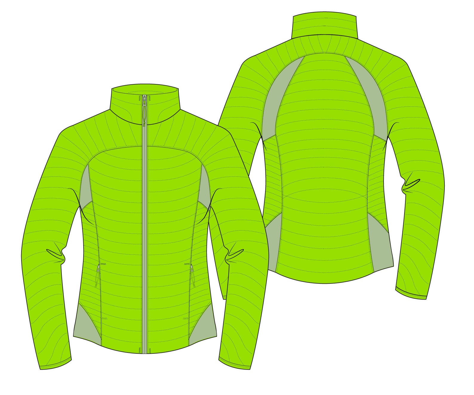 Insulated Puffer Jacket Design Technical Fashion Editable Vector ...