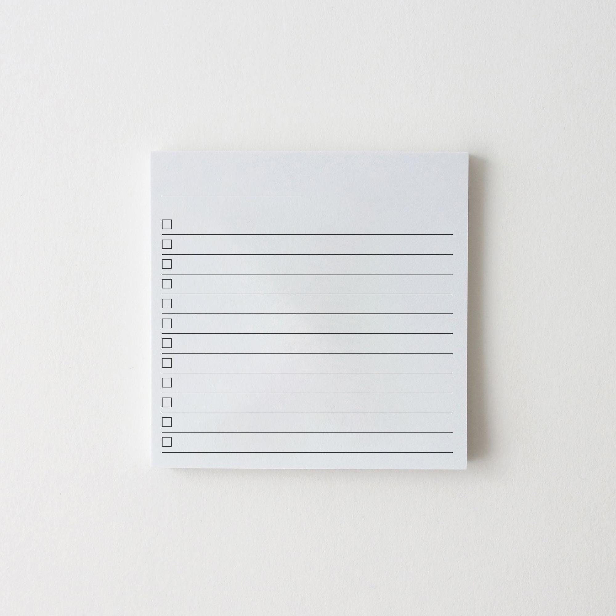 Minimal White Checklist Post-it Notepad - 4in. X 4in. - Narrow Ruled ...