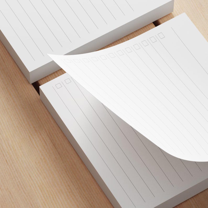 Minimal White Checklist Post-it Notepad - 4in. X 4in. - Narrow Ruled ...