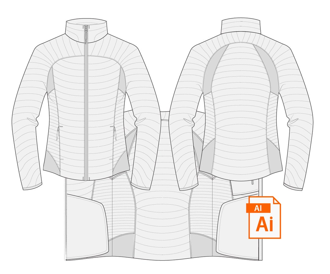 Insulated Puffer Jacket Design Technical Fashion Editable Vector ...
