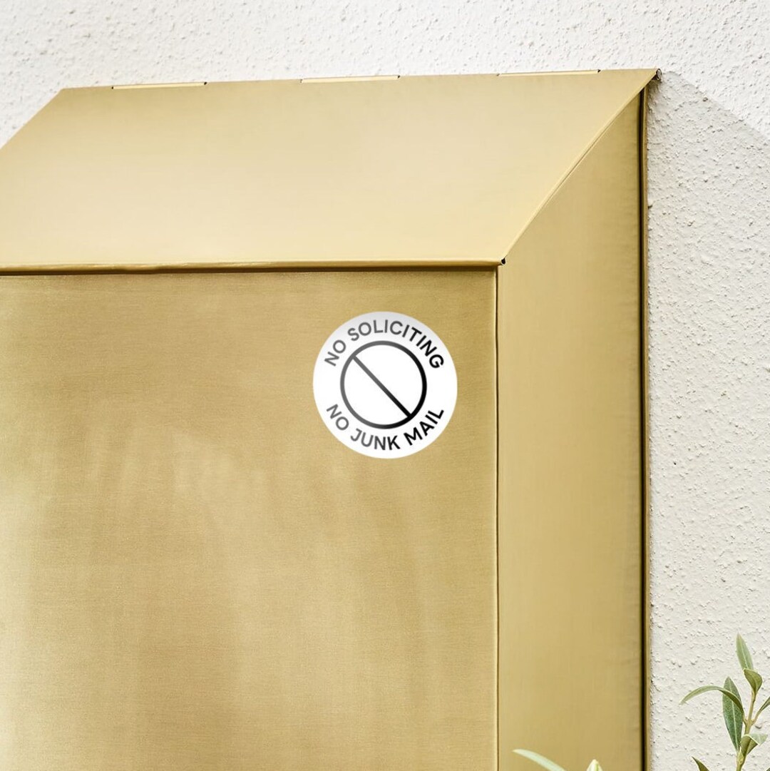 No Soliciting No Junk Mail White Vinyl Sticker for Mailboxes or Doors ...