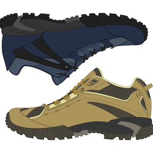 Hiking Footwear Design Template: Technical Illustration (digital ...