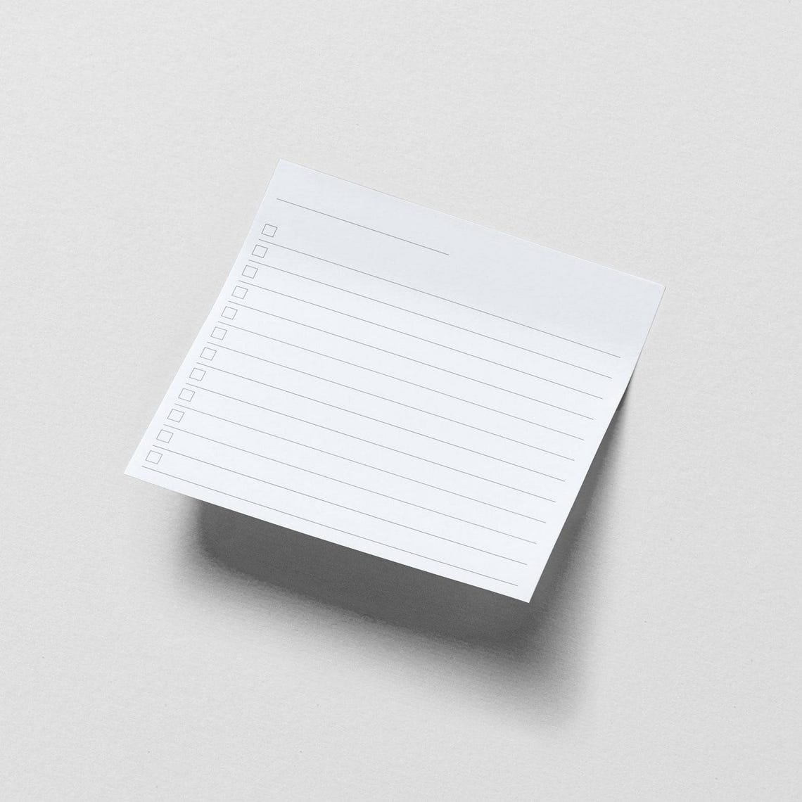 Minimal White Checklist Post-it Notepad - 4in. X 4in. - Narrow Ruled ...