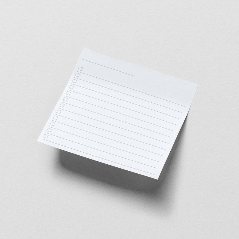 Minimal White Checklist Post-it Notepad - 4in. X 4in. - Narrow Ruled ...