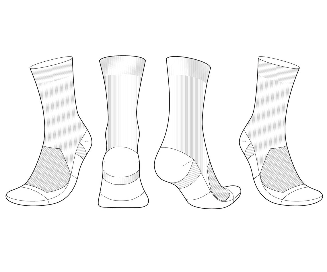 Sock Fashion Vector Illustration Template - Editable & Multi-view - Etsy