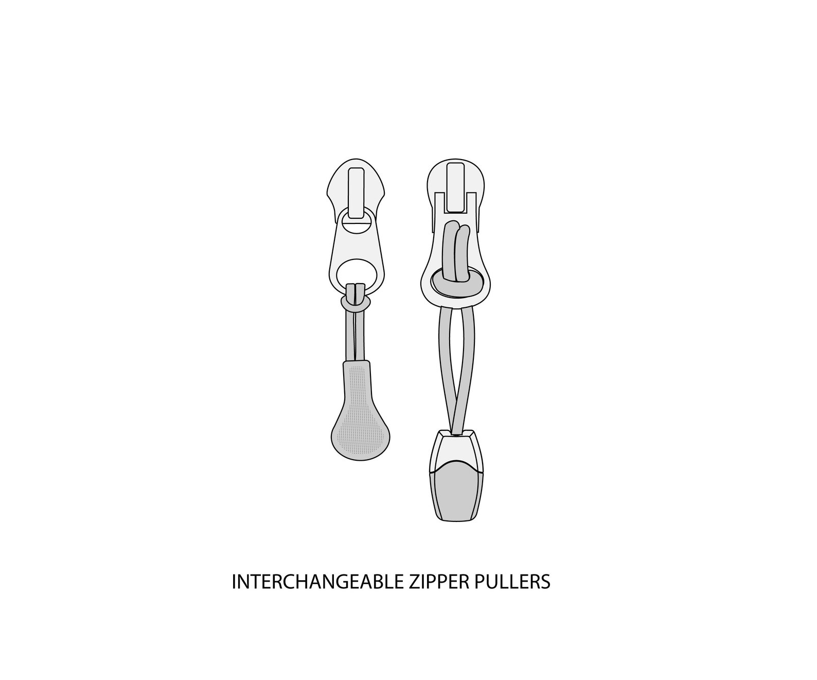 Outerwear Zipper Pull Vector Set - Fashion Illustration Trims ...