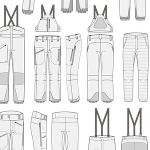 Snow Pants Vector Illustrations Set – Customizable Bottoms From ...