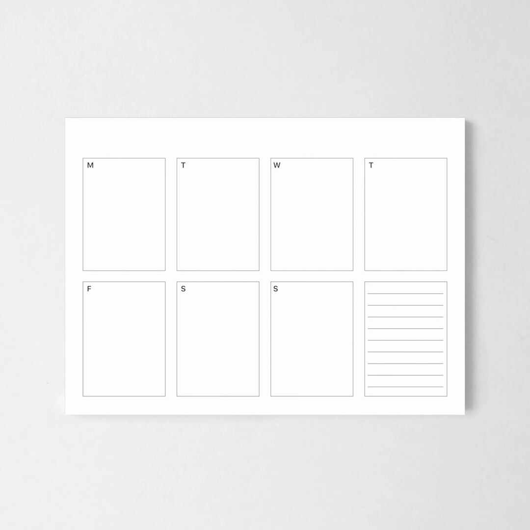 Minimal White Weekly Grid Post-it Notepad 8in. X 6in. - Etsy