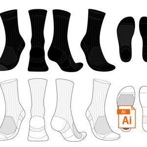 Sock Fashion Vector Illustration Template - Editable & Multi-view - Etsy