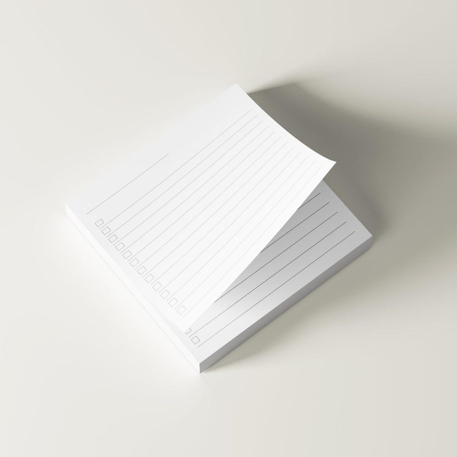 Minimal White Checklist Post-it Notepad - 4in. X 4in. - Narrow Ruled ...