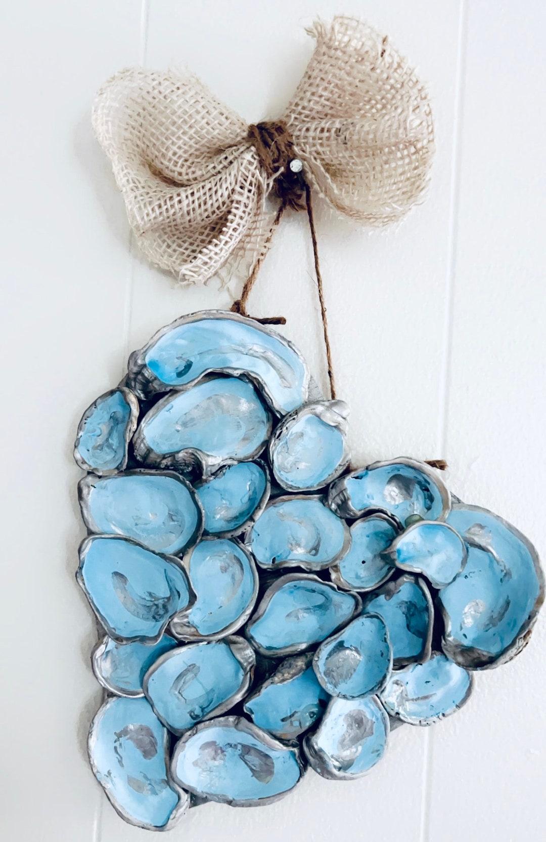 Blue Heart Oyster Shell Wreath - Etsy