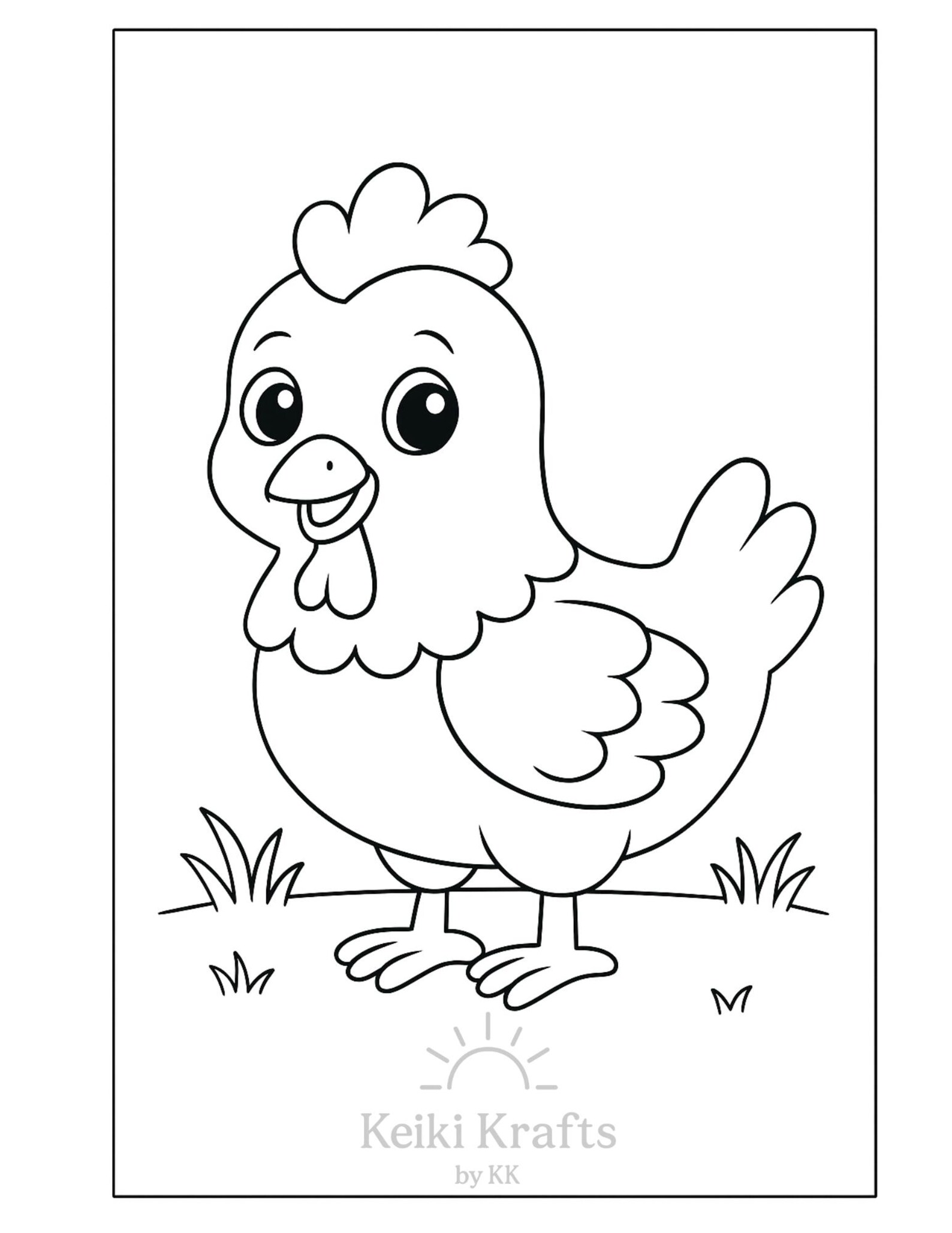 Cute Farm Animal Coloring Pages: CHICKEN, DUCK, TURKEY (digital ...