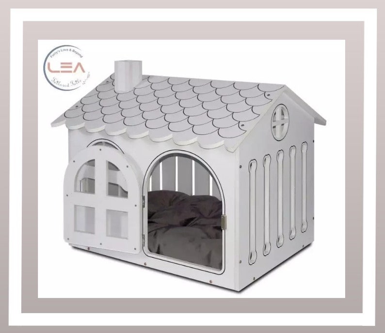 Lea's Love White Modern Dog/cat House, Wooden Pet House, Indoor Dog/cat ...
