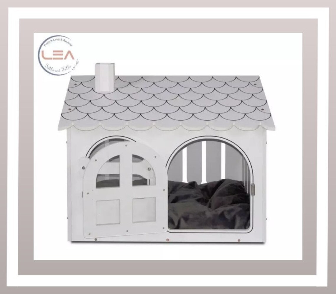 Lea's Love White Modern Dog/cat House, Wooden Pet House, Indoor Dog/cat ...