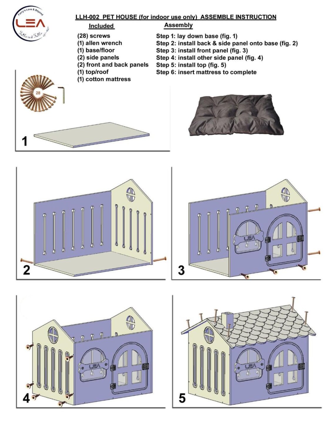 Lea Comforting White Modern Dog/cat House, Wooden Pet House, Indoor Dog ...