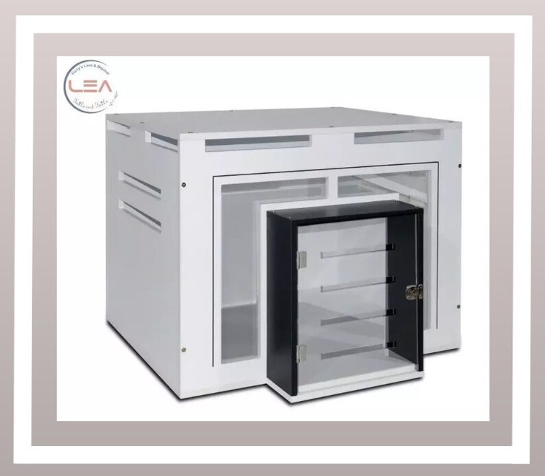 Lea Comforting White Modern Dog/cat House, Wooden Pet House, Indoor Dog ...