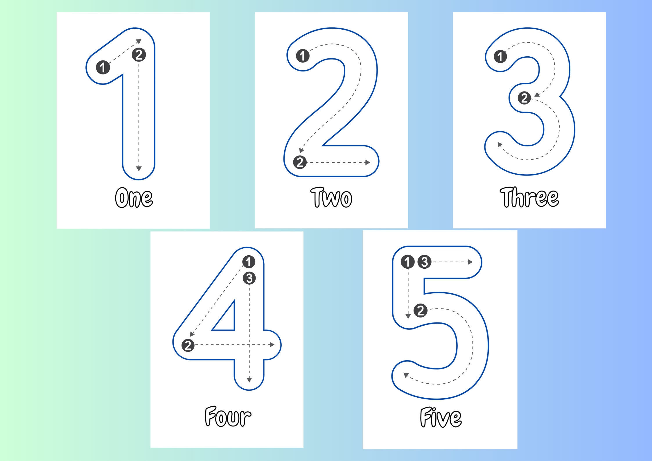 Number Tracing Worksheets 1-10 Printable Handwriting Practice for Pre ...