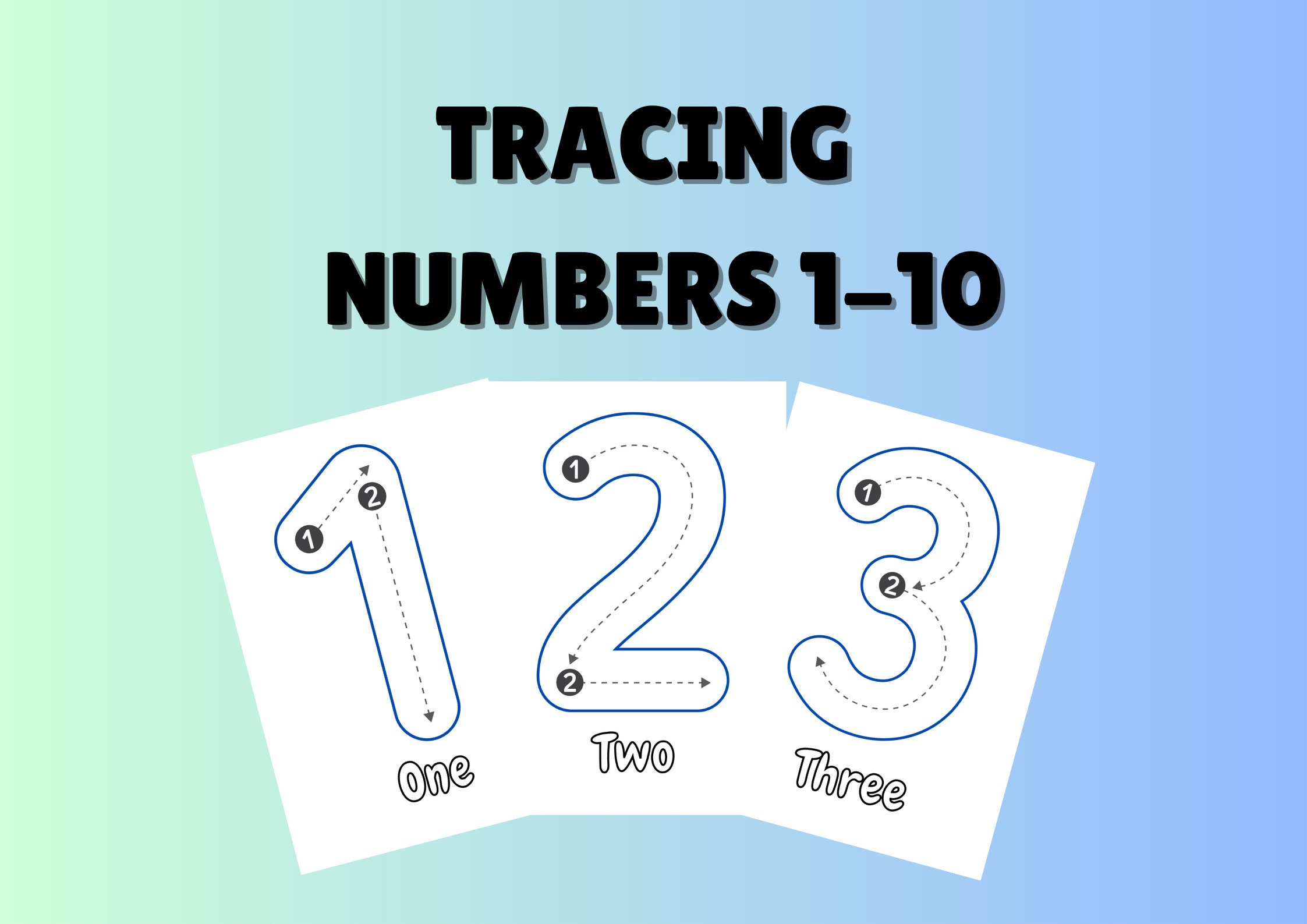 Number Tracing Worksheets 1-10 Printable Handwriting Practice for Pre ...