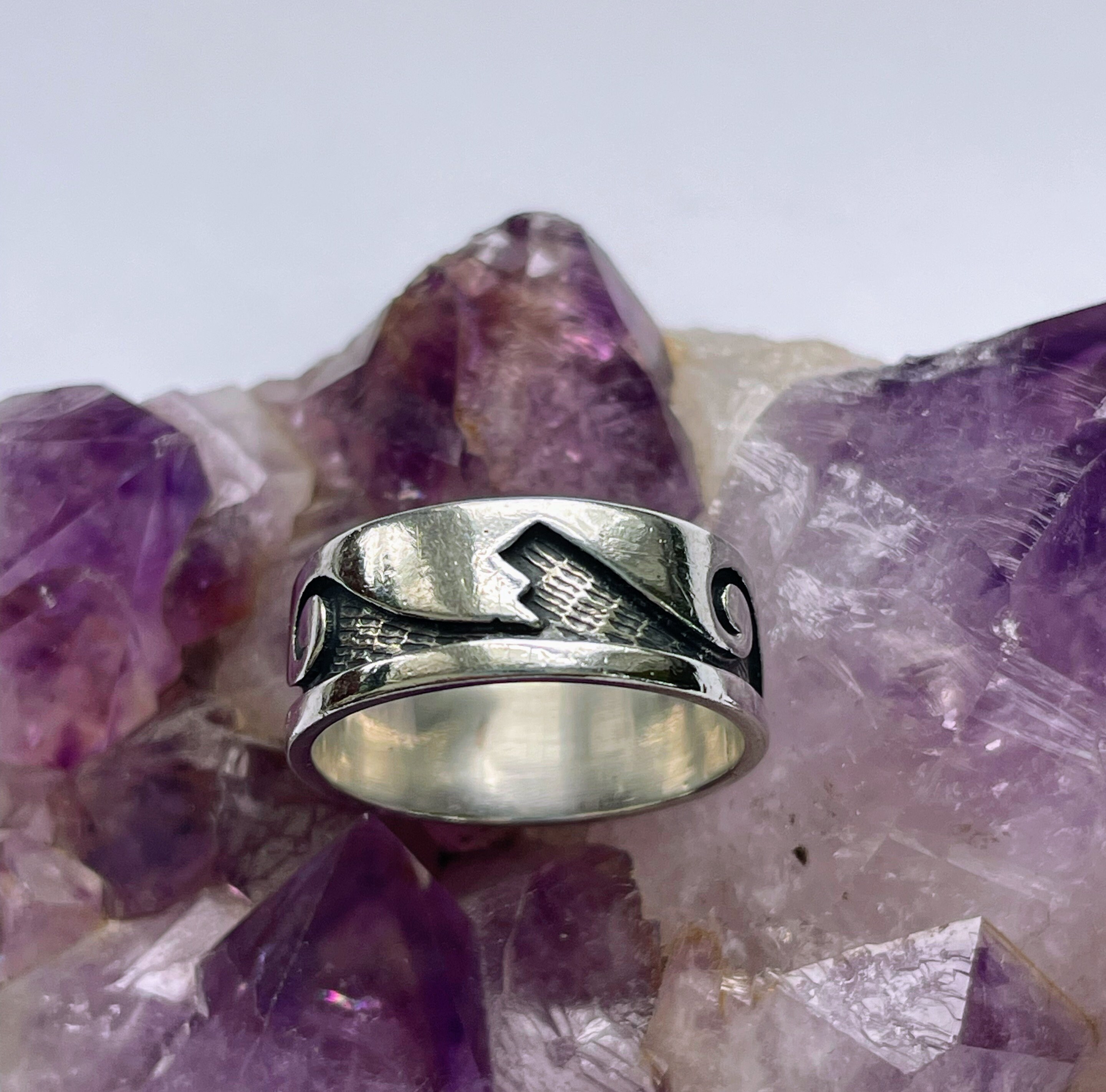 Hopi Wave Sterling Silver Overlay Ring - Etsy