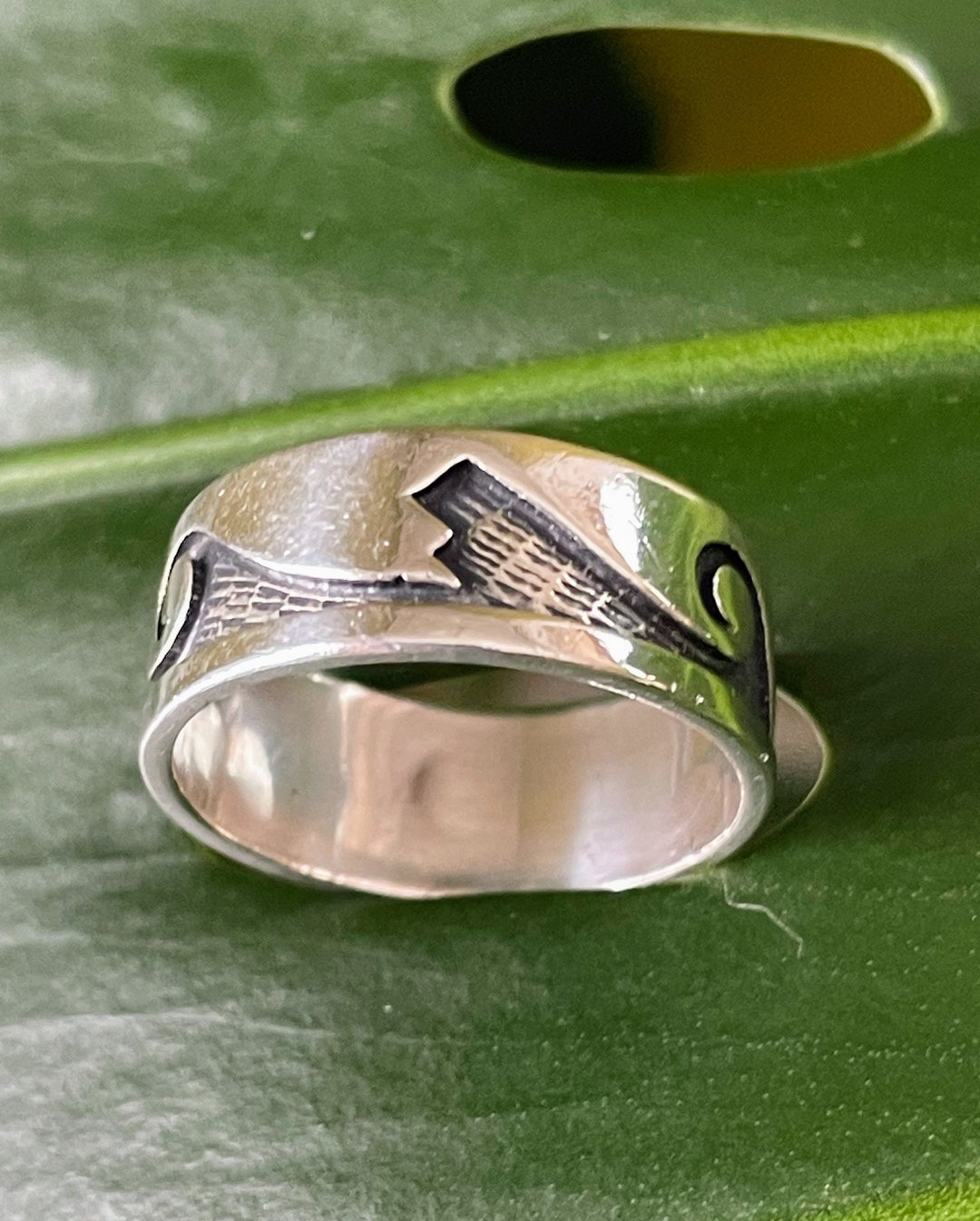 Hopi Wave Sterling Silver Overlay Ring - Etsy