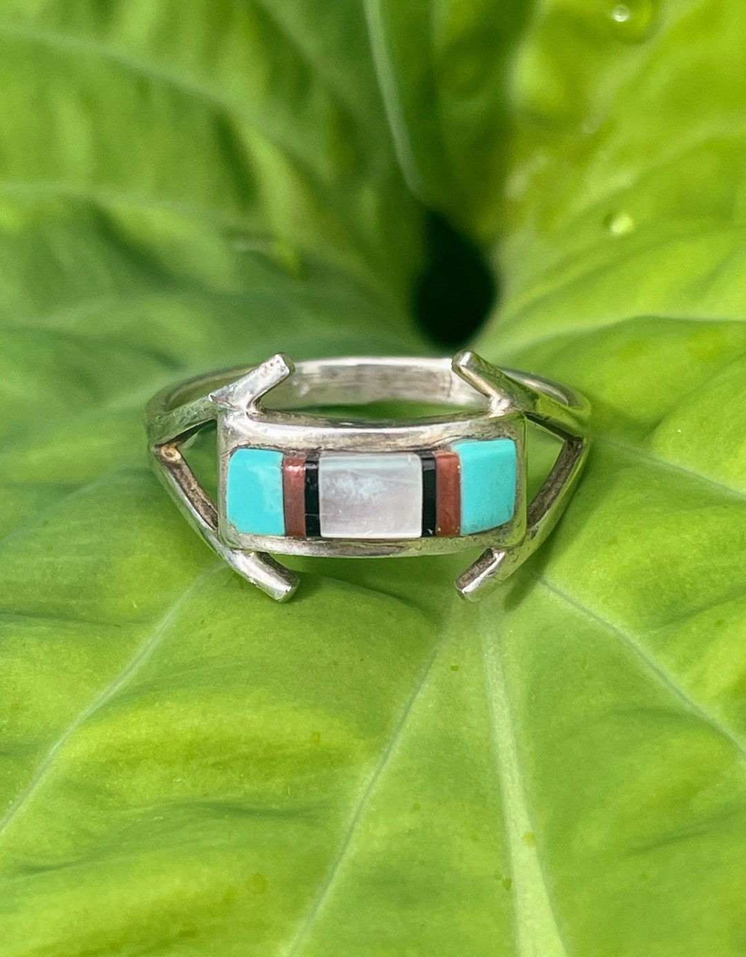 Vintage Zuni Sterling and Multi Stone Channel Inlay Ring - Etsy