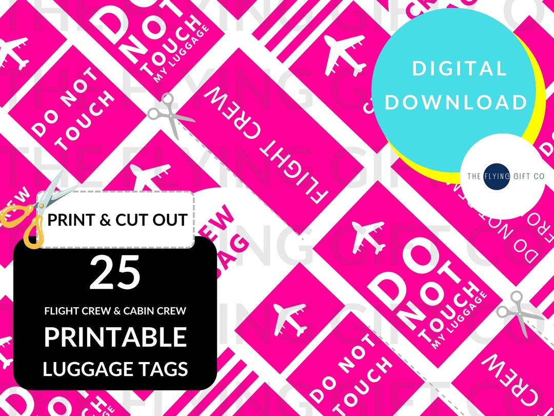 Printable Hot Pink Luggage Tags Airline Crew Pilots Flight - Etsy