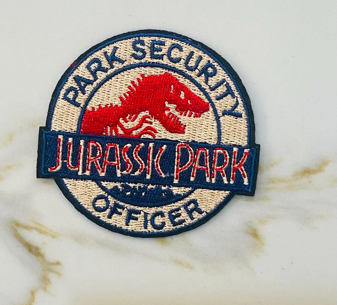 Jurassic Park Classic Park Security Officer Logo 3.5" Wide Embroidered ...