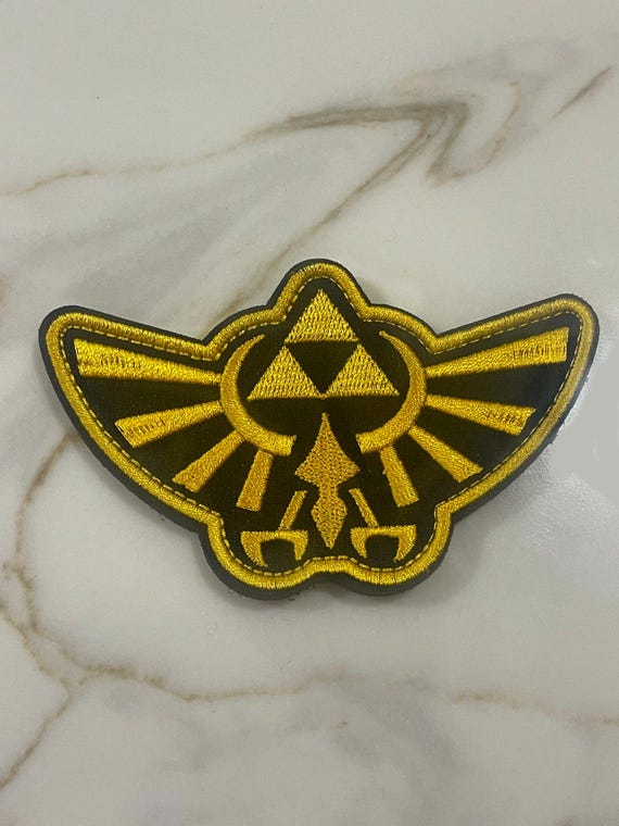 Zelda Gold Triforce Wing 3.5" Wide Embroidered Hook a… - Gem