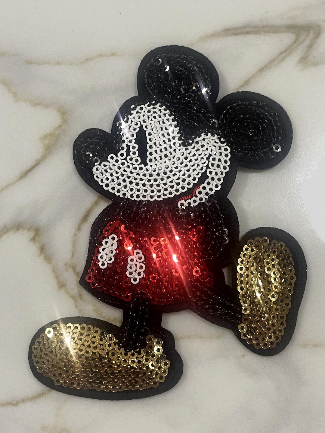 Mickey Mouse Bling Sequined Cartoon Character 4" Tall Embroidered Patch ...