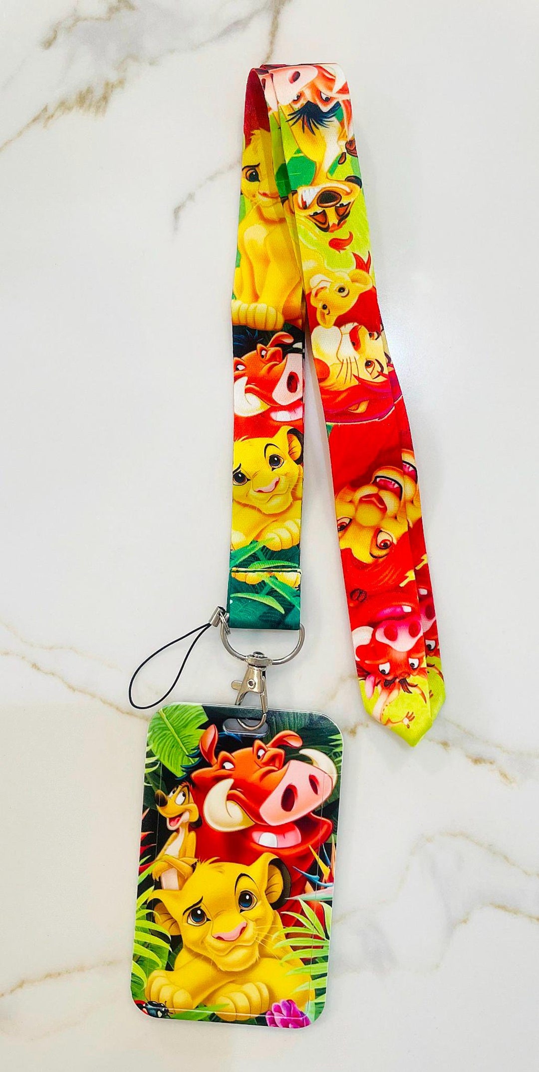 Lion King Simba, Pumbaa and Timon Characters Lanyard Keychain With ID ...
