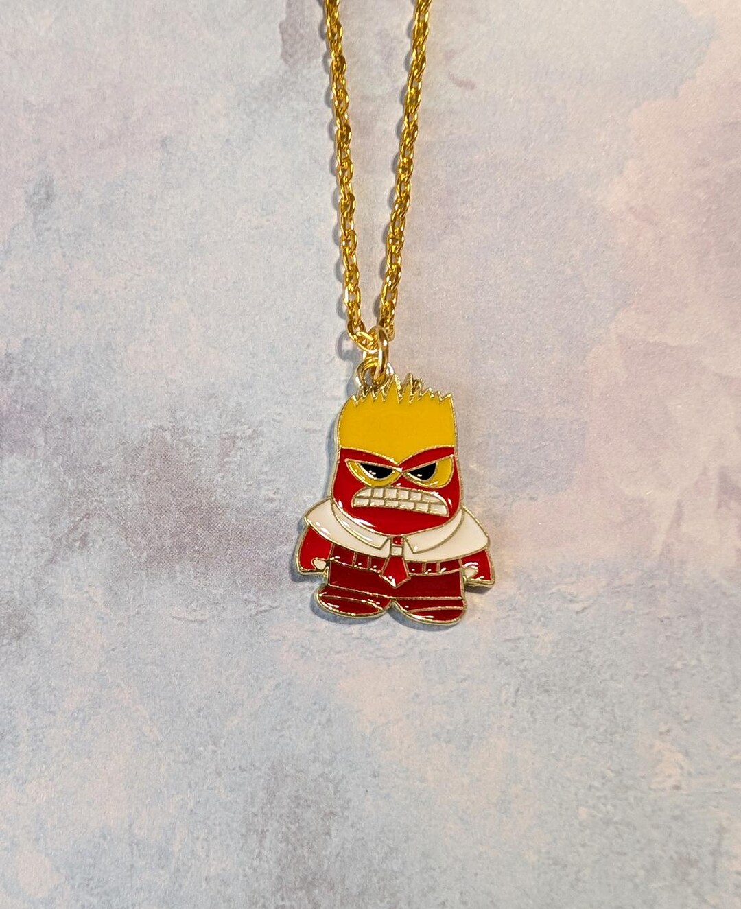 Inside Out Anger Character 1.2" Tall Goldtone Metal Enamel Pendant ...