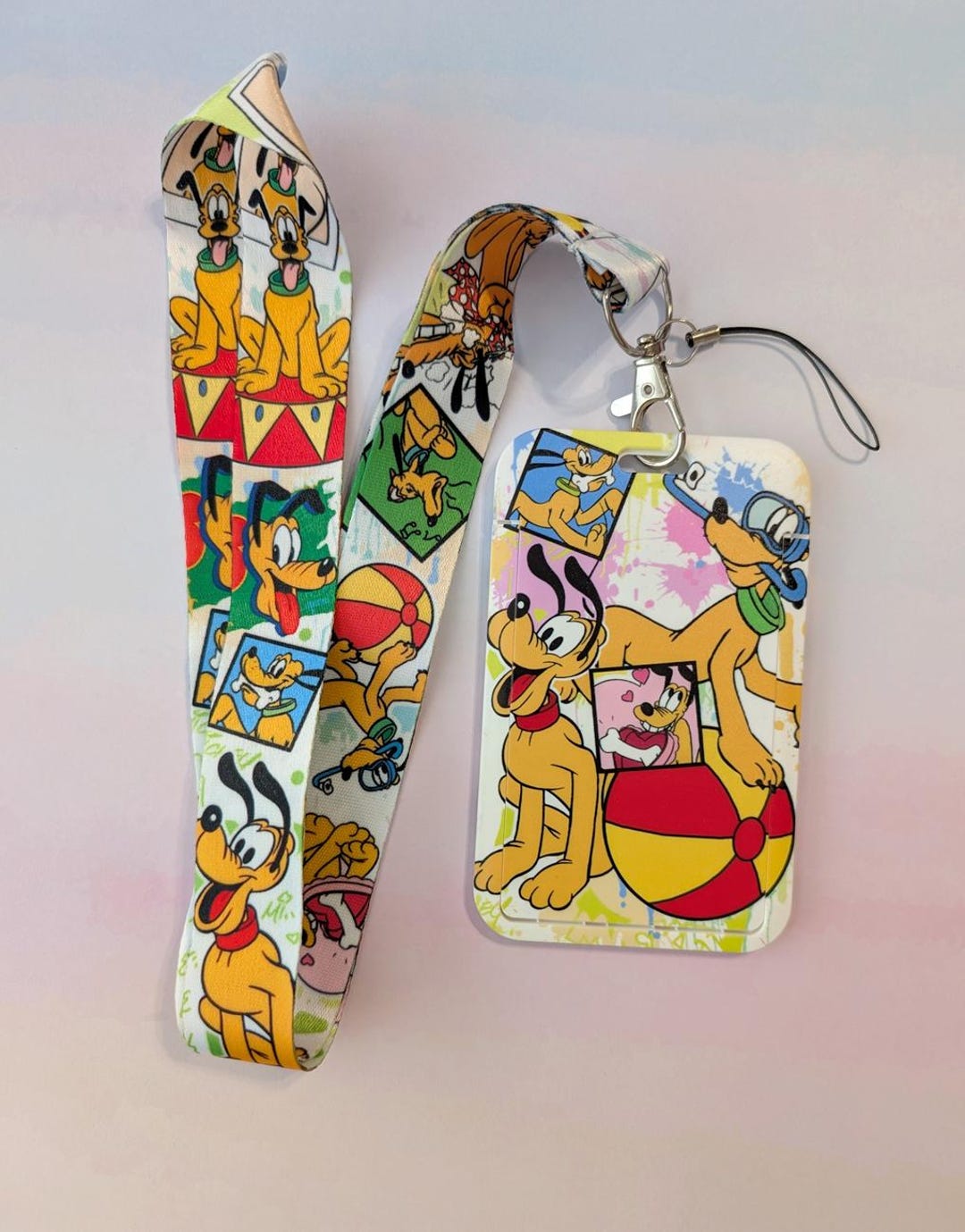 Pluto Character Summer Fun Keychain Lanyard With ID Holder - Etsy