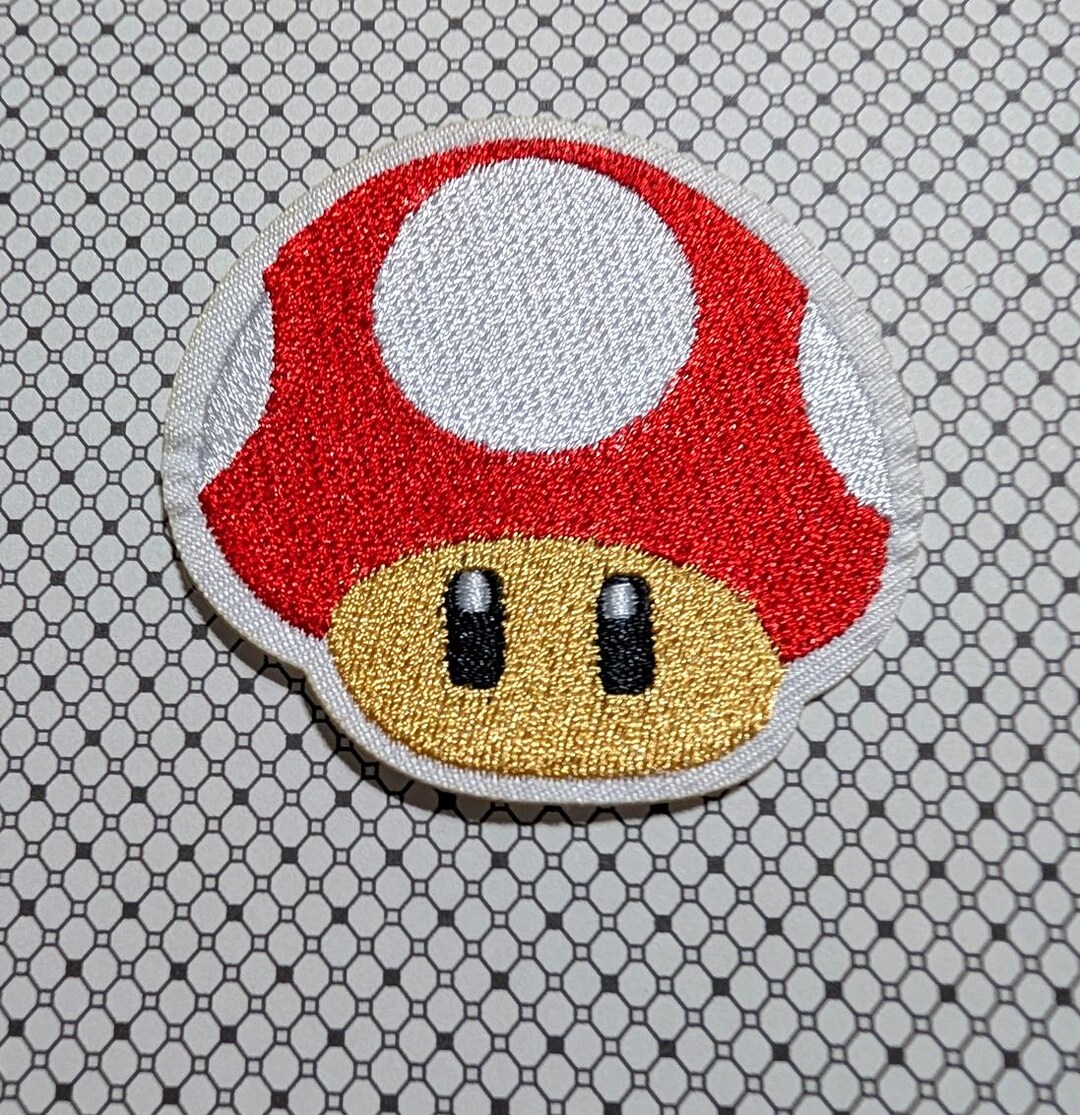 Super Mario Red Power-up Mushroom 2.4" Tall Iron-on/sew-on Embroidered ...