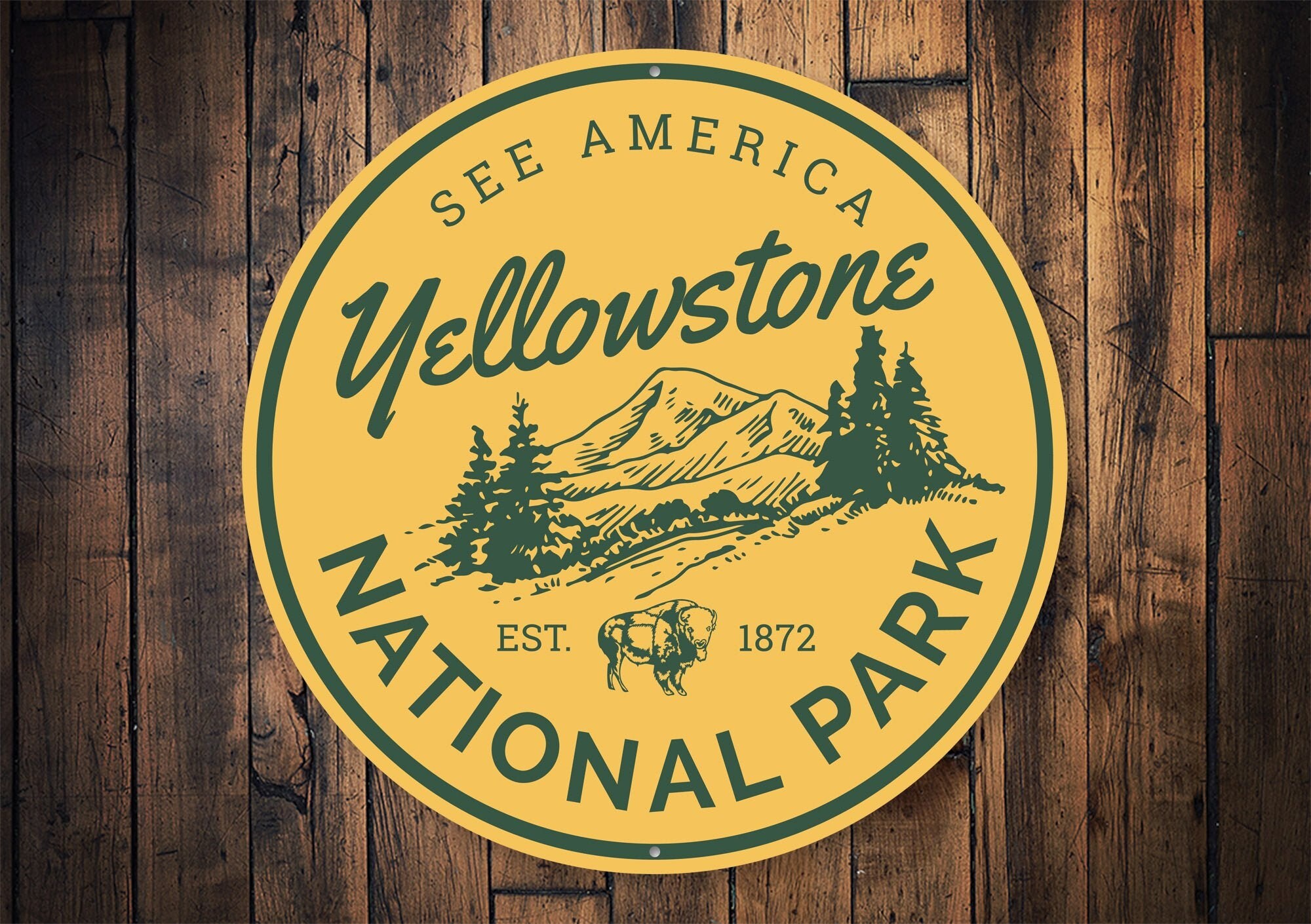 Yellowstone National Park Sign - Etsy